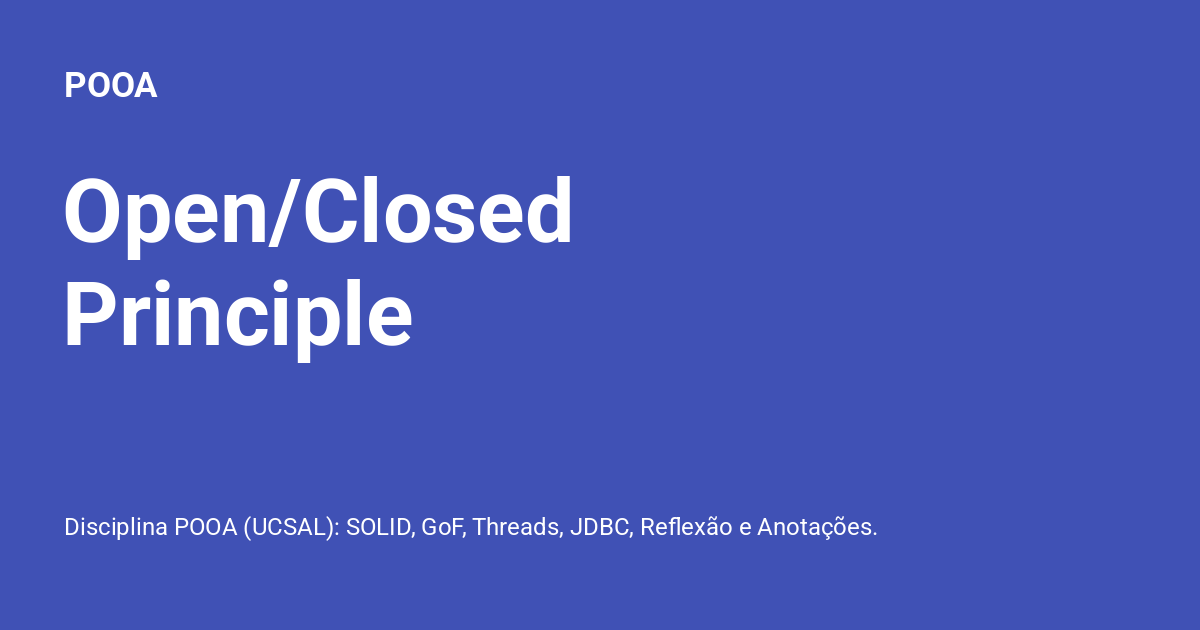 Open/Closed Principle - POOA
